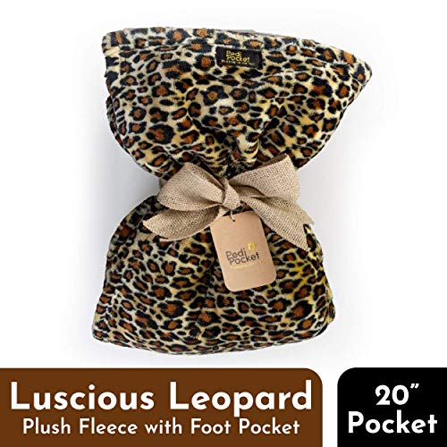 PediPocket Patented Foot Pocket Blanket - 50β x 70β with 20β Deep Foot Pocket, Plush Velvety Fleece Blanket - Everyday Luxurious Comfort, Machine Washable, Great Gift Idea β Luscious Leopard
