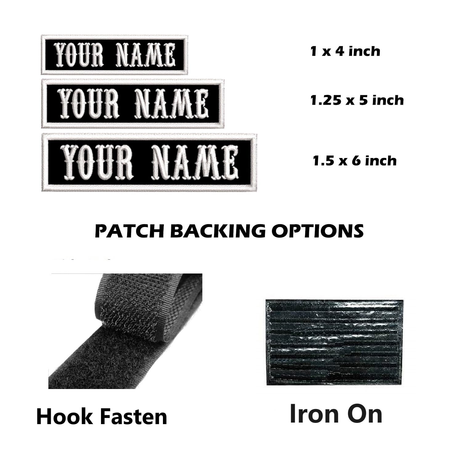AI-NEEL 2 Pcs Custom Name Patch, Personalized Rocker Rider Motorcycle Biker Patches Tactical Vest Jacket Appliqued Velcro or Iron on Black One Size