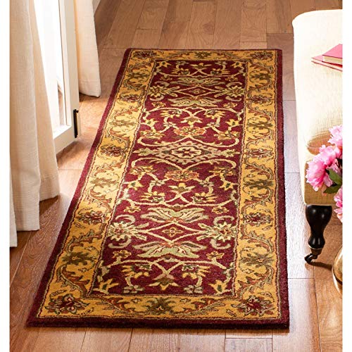 SAFAVIEH Golden Jaipur Collection 2'3" x 4' Green / Rust GJ250A Handmade Traditional Premium Wool Accent Rug