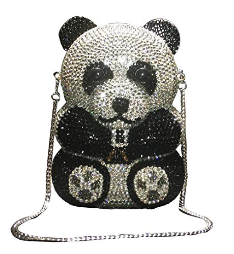 Panda Shaped Handbag Purse Women Diamond Clutch Animal Shaped Bling Evening Bag