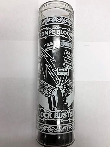 PHIMINNEX Block Buster/Block Breaker 7 Day Unscented Black Candle in Glass (Rompe Bloque)