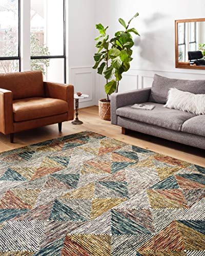 Loloi II Spectrum Collection SPE-01 Lagoon/Spice, Contemporary 7'-9" x 9'-9" Area Rug