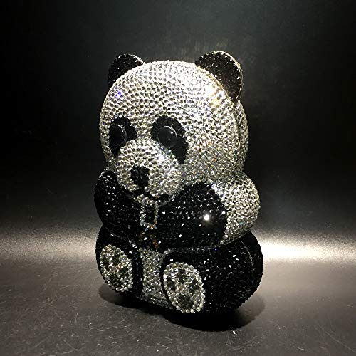 Panda Shaped Handbag Purse Women Diamond Clutch Animal Shaped Bling Evening Bag