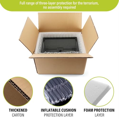 Reptile PC Terrarium, Amphibians Habitat Cages 12 x 8 x 6.3 Starter Kits, Top Sliding Door Ventilation Tanks with Heating Mat, Stainless Steel Tweezer