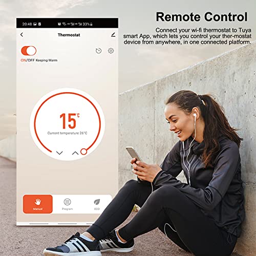 Tuya WiFi Smart Thermostat for Electric Heating Digital Temperature Controller Large L Display Touch Button Voice Control Compatible with Google Assist & Amazon Alexa/Xiaodu/Tencent