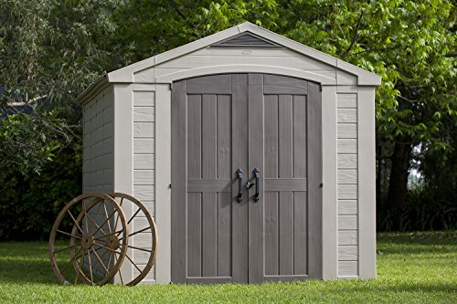 Keter Factor 8 x 11 Resin Large Outdoor Storage Shed, 8x11, Taupe