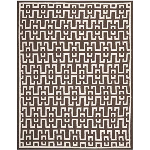 SAFAVIEH Dhurries Collection 8' x 10' Chocolate / Ivory DHU621C Handmade Flatweave Premium Wool Area Rug