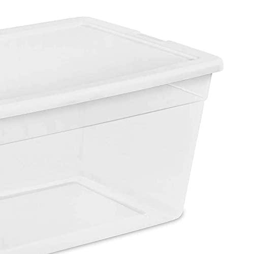 Sterilite 90 Quart Multipurpose Storage Box Container with Visible Base and White Secure Lid for Home Organization, Clear (12 Pack)