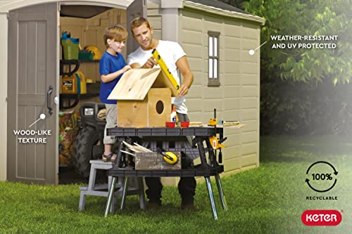 Keter Factor 8 x 11 Resin Large Outdoor Storage Shed, 8x11, Taupe