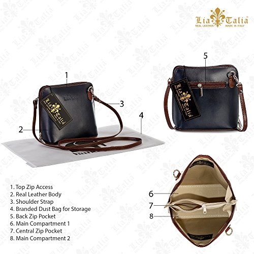 LiaTalia Genuine Vera Pelle Women Cross body Italian Leather Small Mini Shoulder Bag Handbag - ABBY [White]