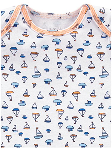 Simple Joys by Carter's Baby Boys' 5-Pack Long-Sleeve Bodysuit, Blue/Grey Heather/Navy Stripe/Orange/White Sailboats, 12 Months