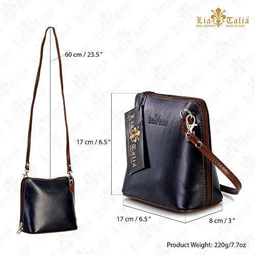 LiaTalia Genuine Vera Pelle Women Cross body Italian Leather Small Mini Shoulder Bag Handbag - ABBY [White]