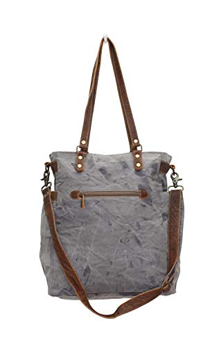 Myra Bags USA Journey Upcycled Canvas Shoulder Bag S-0735, Tan, Khaki, Brown, One_Size