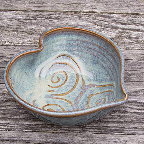Castle Arch Pottery Ireland Irish Pottery Bowl Hand-Glazed, Heart Shaped Design 6 Diameter by 2 Height with Celtic Spiral Motif