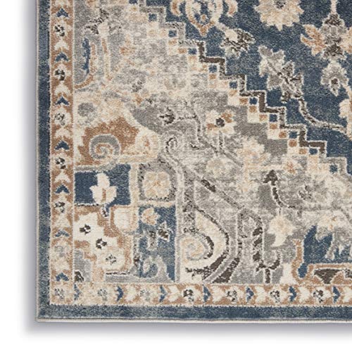 Nourison Concerto Persian Ivory Blue 7'10" x 9'10" Area -Rug, Easy -Cleaning, Non Shedding, Bed Room, Living Room, Dining Room, Kitchen (8x10)