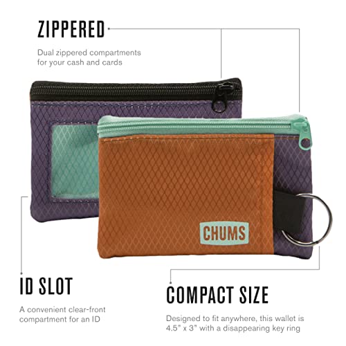 Chums Surfshort Nylon Wallet,Water Resistant,Compact,Ultra Slim,Lightweight,Clear Window ID Slot, Black/Gray