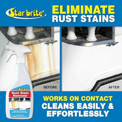 STAR BRITE Rust Stain Remover Spray - Instantly Dissolve Corrosion Stains on Fiberglass, Vinyl, Fabric, Metal & Painted Surfaces - Also Removes Sprinkler Stains - 22 Ounces (089222SS)