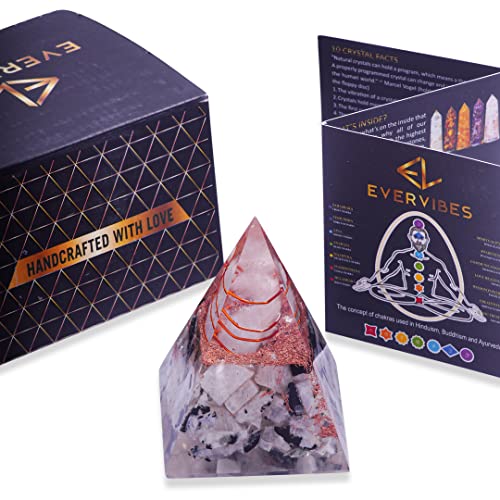 New Inspirational Orgonite Pyramid for Success | Rainbow Moonstone Orgone Pyramid for Anti-stress - Calmness β Growth β Strength β Healing Crystal Gemstone Pyramid