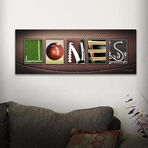 Block Mount SM - Personalized Football Name Art Decor print for man cave, boys room, or office!