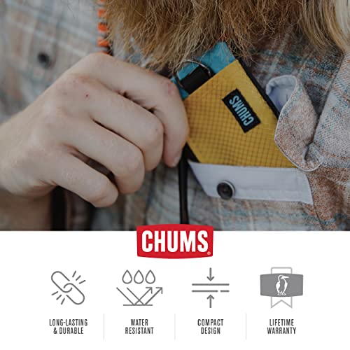 Chums Surfshort Nylon Wallet,Water Resistant,Compact,Ultra Slim,Lightweight,Clear Window ID Slot, Black/Gray