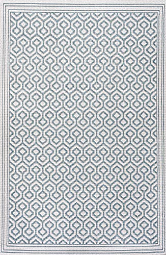 JONATHAN Y SMB111A-3 Marvao Diamond Trellis Indoor Outdoor Area-Rug Bohemian Coastal Easy-Cleaning Bedroom Kitchen Backyard Patio Non Shedding, 3 X 5, Teal/Gray