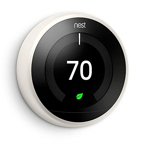Google Nest Learning Thermostat - Programmable Smart Thermostat for Home - 3rd Generation Nest Thermostat - Compatible with Alexa - White (Renewed)