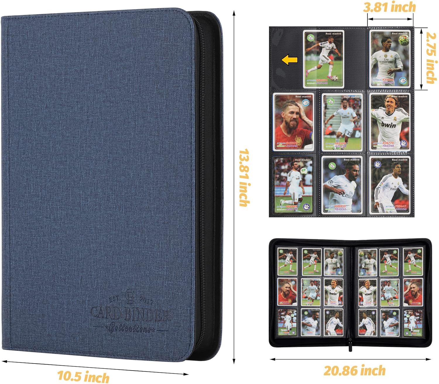 Foalgo Trading Card Binder, Card Collection Binder with 540 Side Loading Pockets, 9 Pocket Album Folder for TGC,MTG, Baseball Cards, Yugioh (Blue)