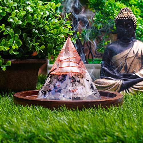 New Inspirational Orgonite Pyramid for Success | Rainbow Moonstone Orgone Pyramid for Anti-stress - Calmness β Growth β Strength β Healing Crystal Gemstone Pyramid