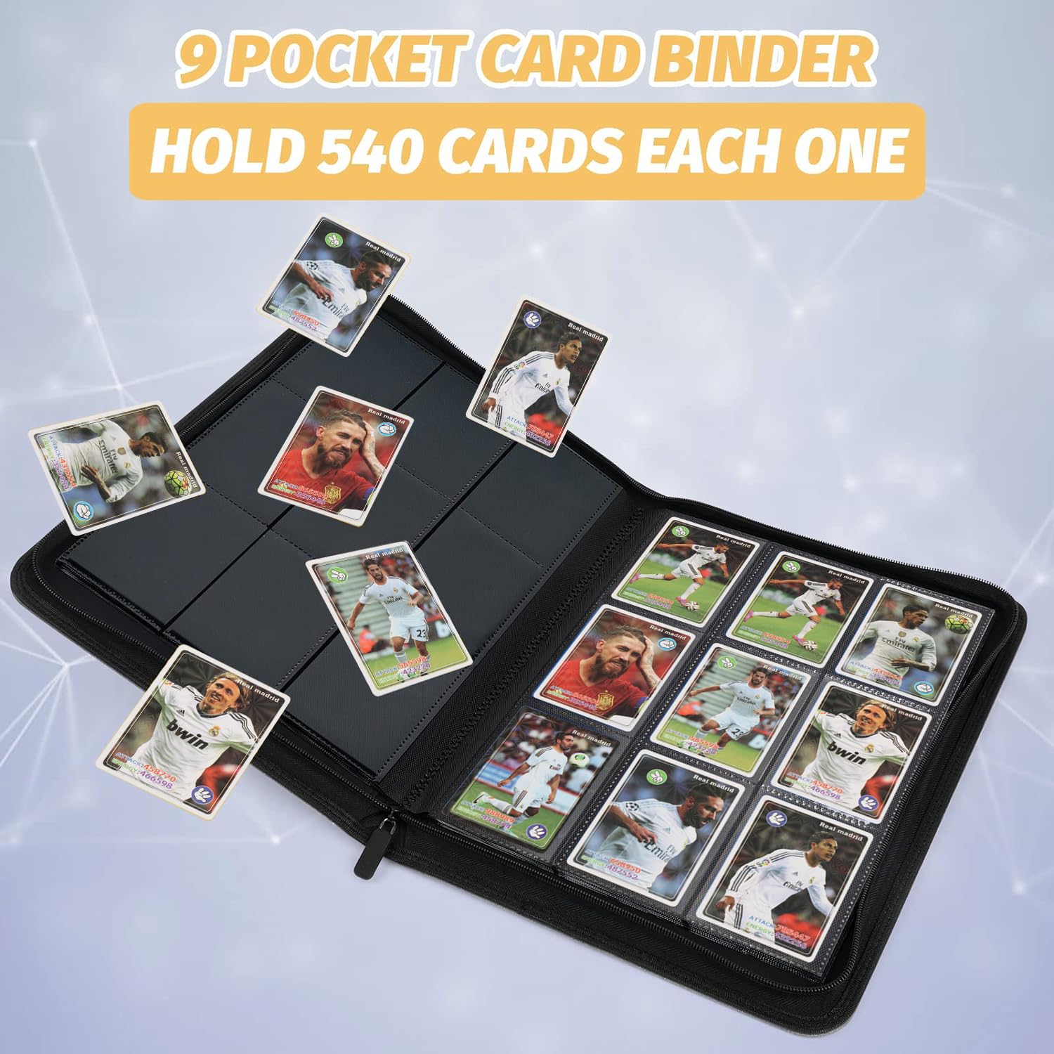 Foalgo Trading Card Binder, Card Collection Binder with 540 Side Loading Pockets, 9 Pocket Album Folder for TGC,MTG, Baseball Cards, Yugioh (Blue)