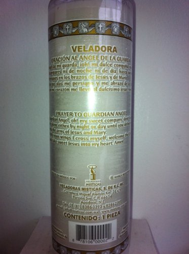 Guardian Angel (Angel De La Guarda) 7 Day Unscented White Candle in Glass