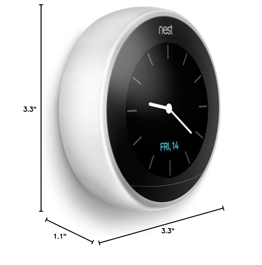 Google Nest Learning Thermostat - Programmable Smart Thermostat for Home - 3rd Generation Nest Thermostat - Compatible with Alexa - White (Renewed)