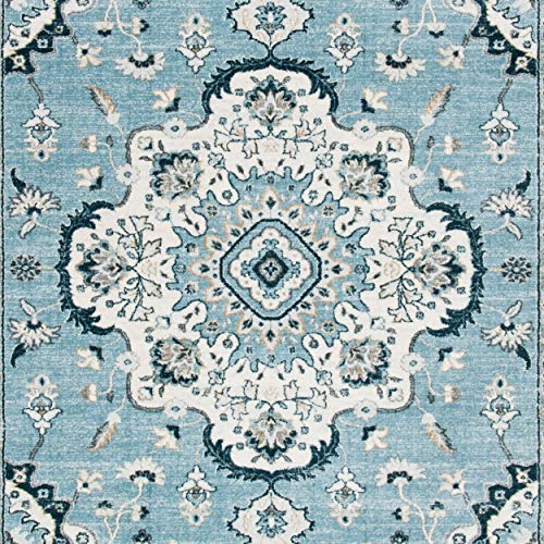 SAFAVIEH Isabella Collection 4' x 6' Light Blue/Cream ISA921M Oriental Non-Shedding Living Room Bedroom Accent Rug