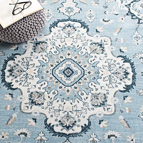 SAFAVIEH Isabella Collection 4' x 6' Light Blue/Cream ISA921M Oriental Non-Shedding Living Room Bedroom Accent Rug