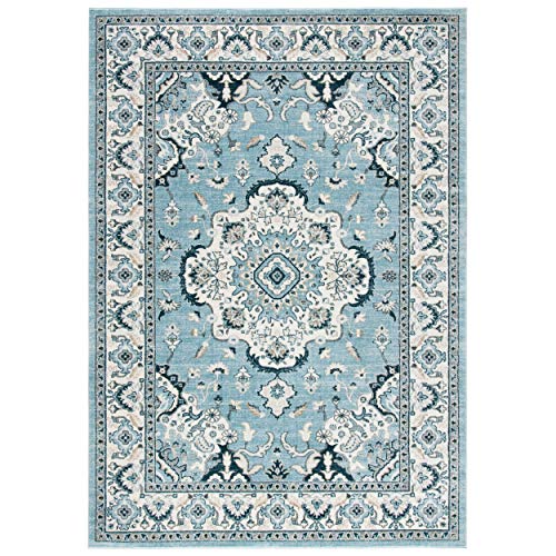 SAFAVIEH Isabella Collection 4' x 6' Light Blue/Cream ISA921M Oriental Non-Shedding Living Room Bedroom Accent Rug