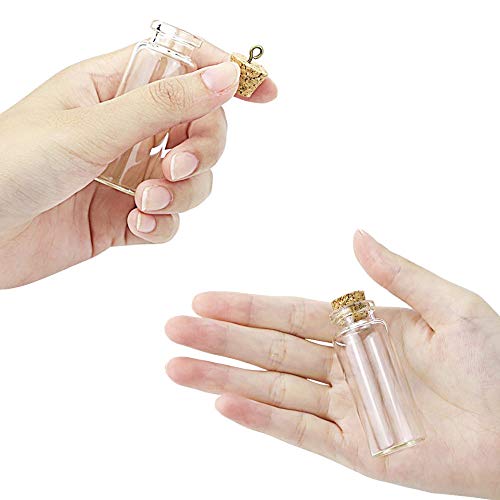 SUPERLELE Glass Bottles with Cork 48pcs 20ml Decorative Wish Bottles with 48pcs Eye Screws 3pcs Funnel
