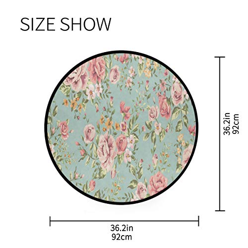 ALAZA Flower Classic Vintage Round Area Rug for Living Room Bedroom 3' Diameter(92 cm)