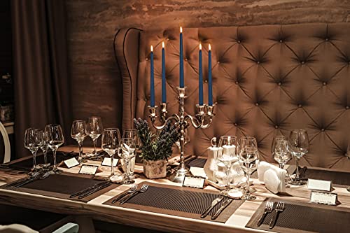 12 Pack Tall Taper Candles - 10 Inch Midnight Blue Dripless, Unscented Dinner Candle - Paraffin Wax with Cotton Wicks - 8 Hour Burn Time