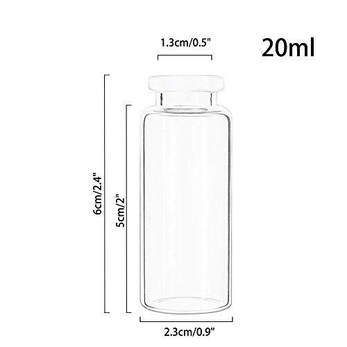SUPERLELE Glass Bottles with Cork 48pcs 20ml Decorative Wish Bottles with 48pcs Eye Screws 3pcs Funnel