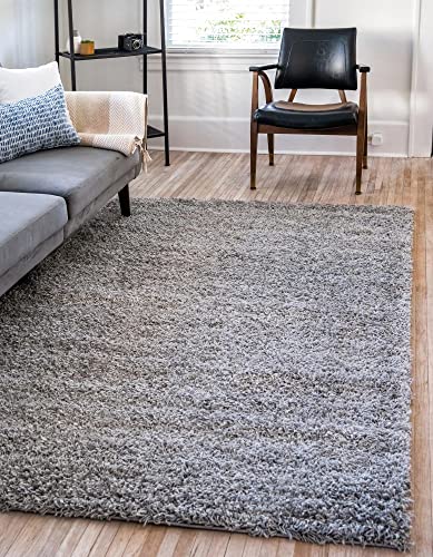 Unique Loom Solid Shag Collection Area Rug (8' x 10', Cloud Gray)