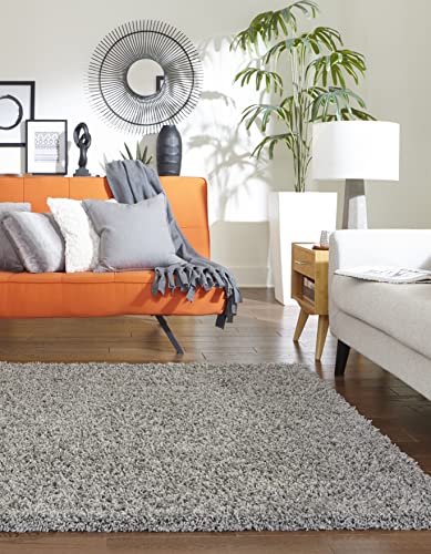 Unique Loom Solid Shag Collection Area Rug (8' x 10', Cloud Gray)