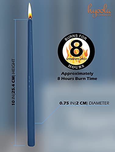 12 Pack Tall Taper Candles - 10 Inch Midnight Blue Dripless, Unscented Dinner Candle - Paraffin Wax with Cotton Wicks - 8 Hour Burn Time