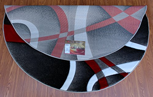 Masada Rugs, Sophia Collection Hand Carved Area Rug Modern Contemporary Red White Grey Black (8 Feet X 8 Feet) Round