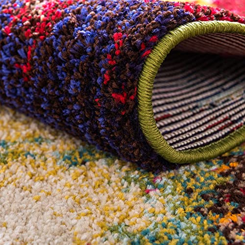 Unique Loom Estrella Collection Colorful, Abstract, Watercolor, Modern, Eclectic Area Rug, 3 ft 3 in x 5 ft 3 in, Multi/Beige