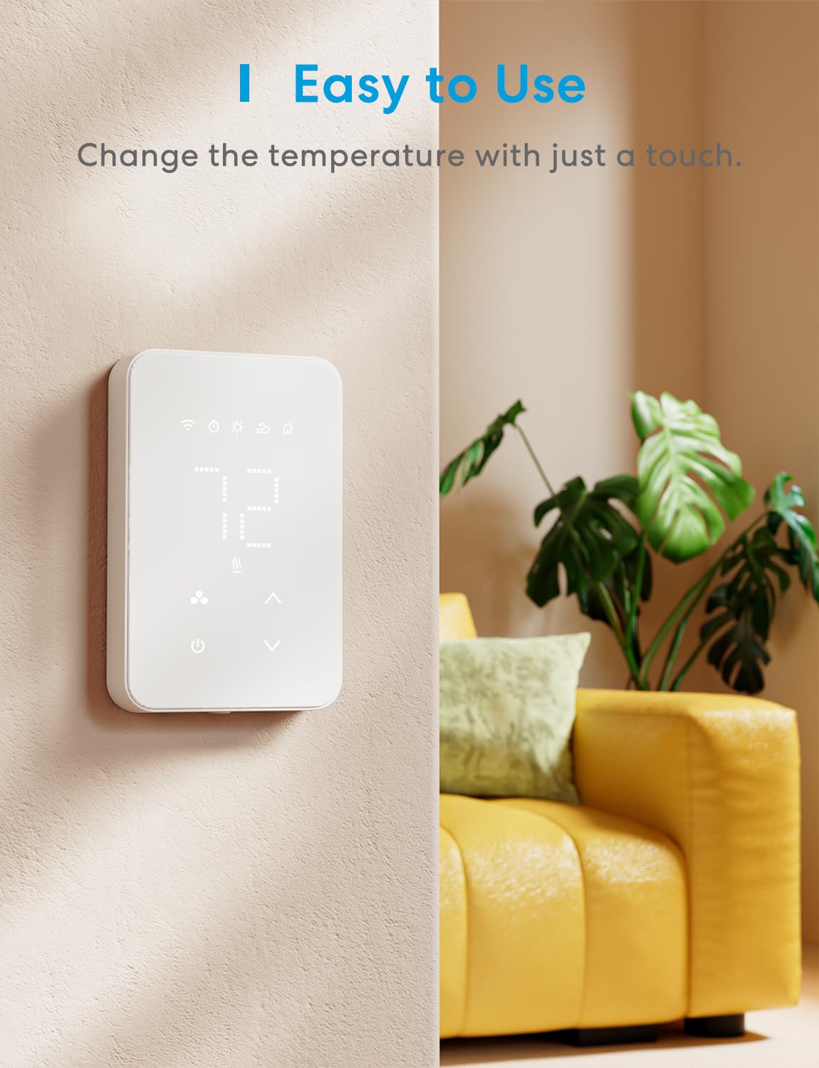 Meross Smart Thermostat for Electric Baseboard & Smart Wi-Fi Temperature Controller Thermostat 15A, Works with Apple Home, Alexa, Google Home, SmartTings with Voice& Remote Control, Power Monitor