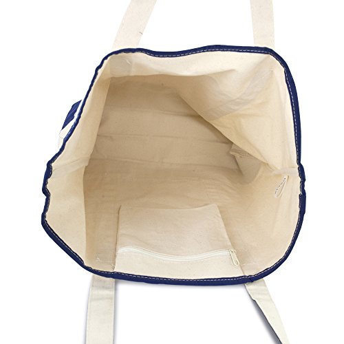 DALIX Personalized Tote Bag For Women Monogram Initial Open Top Navy Blue H