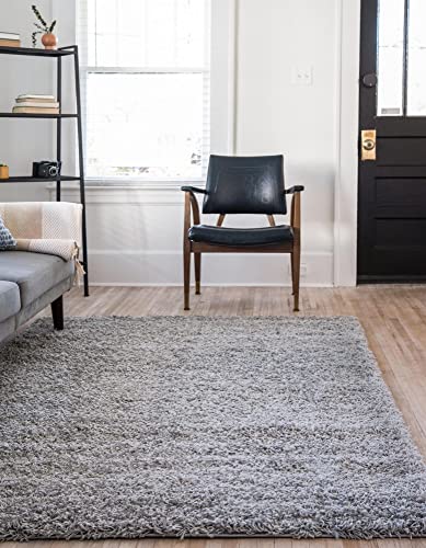 Unique Loom Solid Shag Collection Area Rug (8' x 10', Cloud Gray)