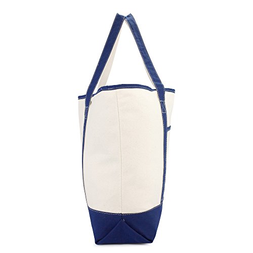 DALIX Personalized Tote Bag For Women Monogram Initial Open Top Navy Blue H