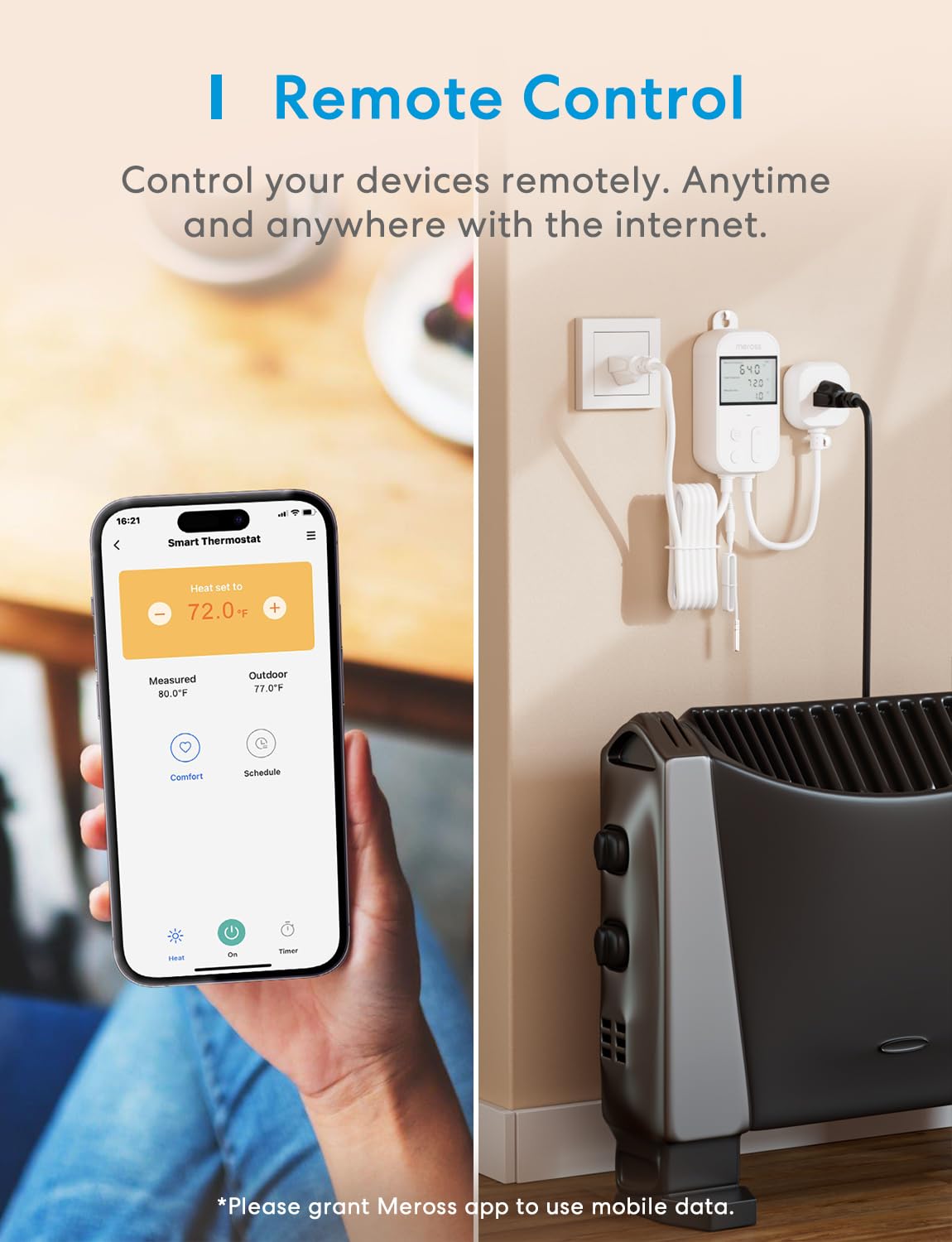 Meross Smart Thermostat for Electric Baseboard & Smart Wi-Fi Temperature Controller Thermostat 15A, Works with Apple Home, Alexa, Google Home, SmartTings with Voice& Remote Control, Power Monitor