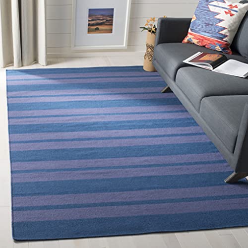 SAFAVIEH Dhurries Collection 3' x 5' Turquoise / Lavender DHU203A Handmade Flatweave Premium Wool Area Rug