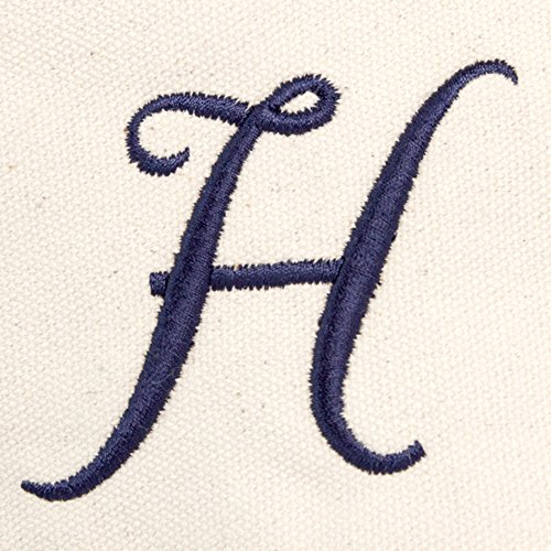 DALIX Personalized Tote Bag For Women Monogram Initial Open Top Navy Blue H